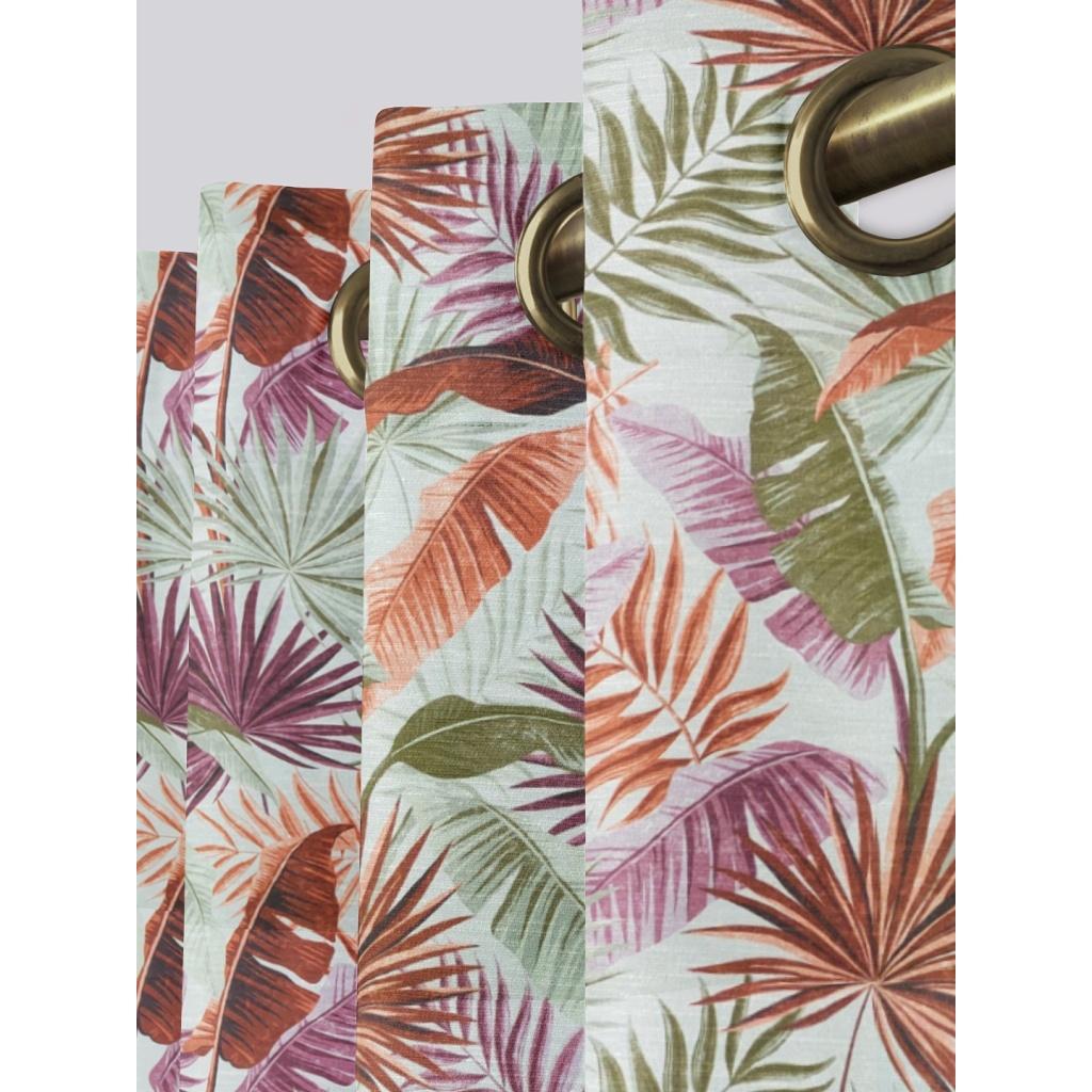 Bella Curtains - Digital Printed Leaf Fabric - Set of 2 - Curtain Label