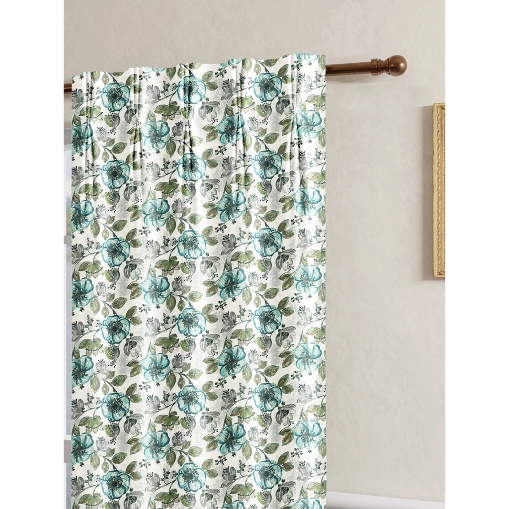 Flavia Curtains - Digital Printed Floral Painted Fabric - Set of 2 ...