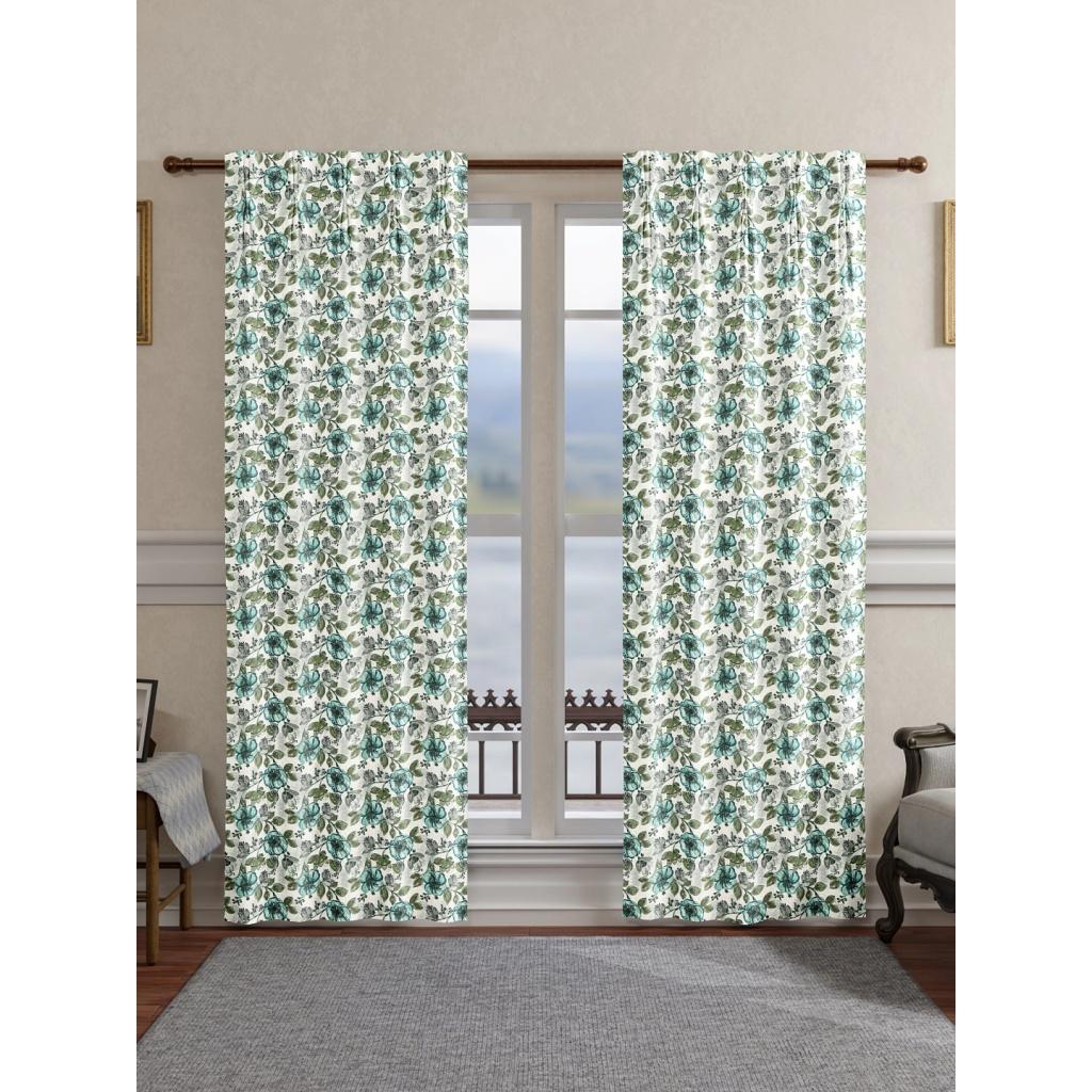 Flavia Curtains - Digital Printed Floral Painted Fabric - Set of 2 ...